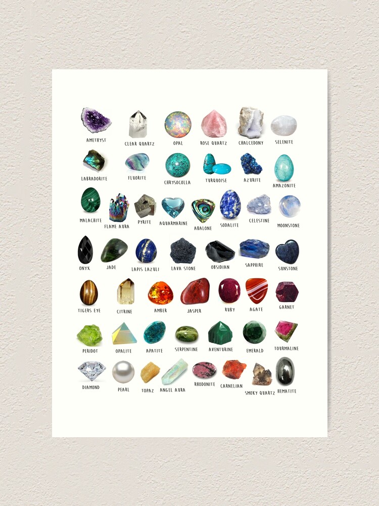 "Crystal identification Chart " Art Print for Sale by bonefox | Redbubble