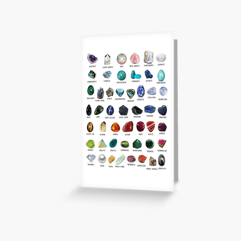 "Crystal identification Chart " Greeting Card for Sale by bonefox ...