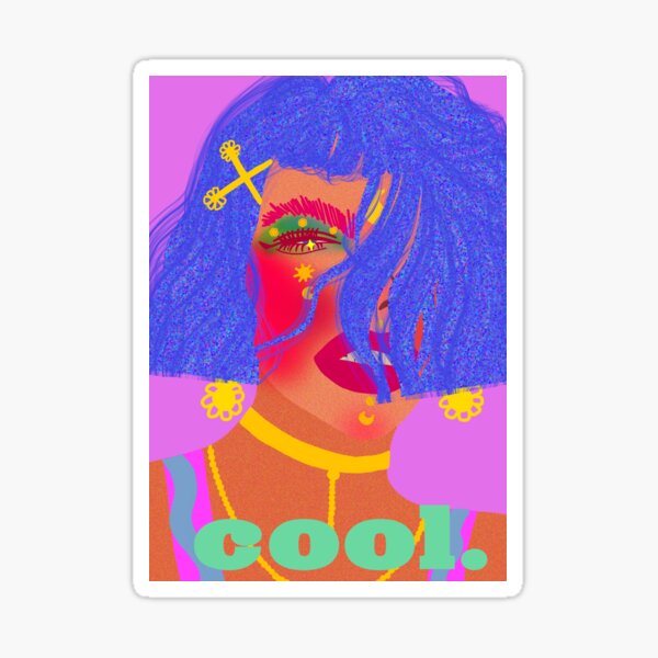 "Cool Girl Series: Feeling Blue" Sticker for Sale by TheMoodyMimo ...