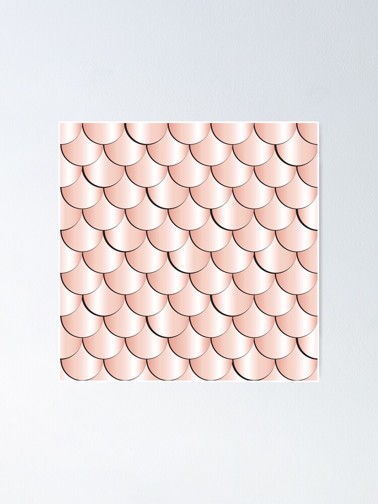 "Mermaid Satin Fish Scales Sea Seashell Pink" Poster for Sale by ...