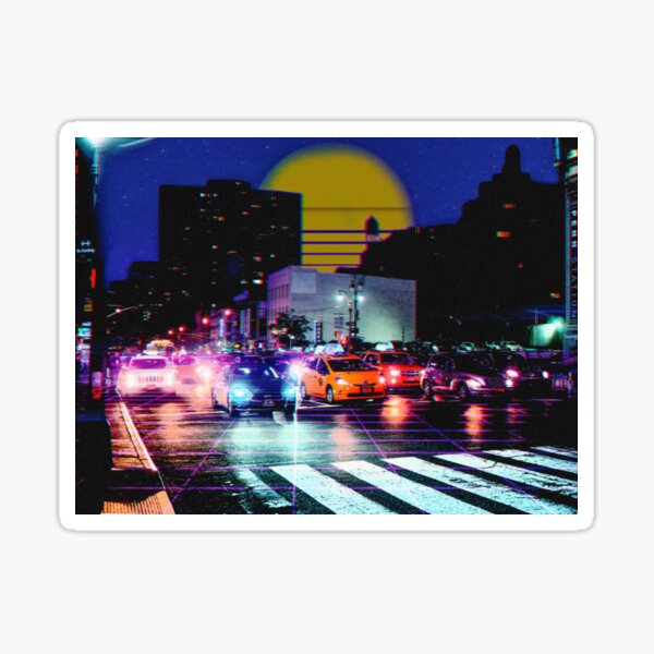 "Vaporwave NYC Night Cars" Sticker for Sale by Axsell64 | Redbubble