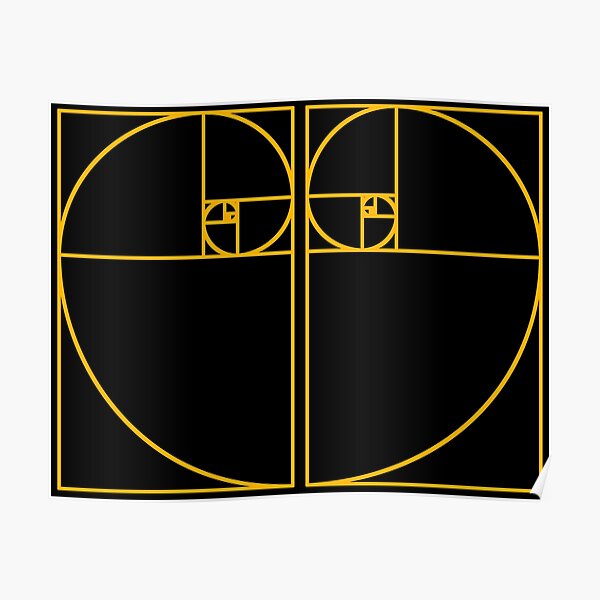 "Golden Heart Made up of The Golden Ratio Fibonacci Spiral" Poster by ...