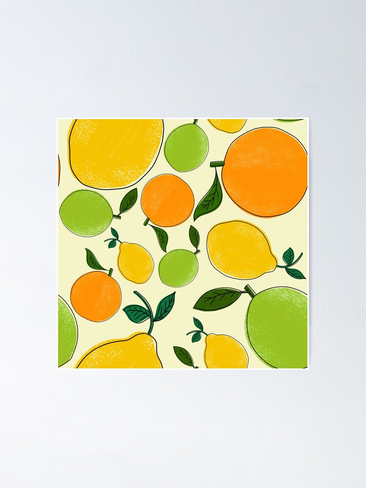 "Citrus Line Drawing Design Seamless" Poster by stephwil44 | Redbubble