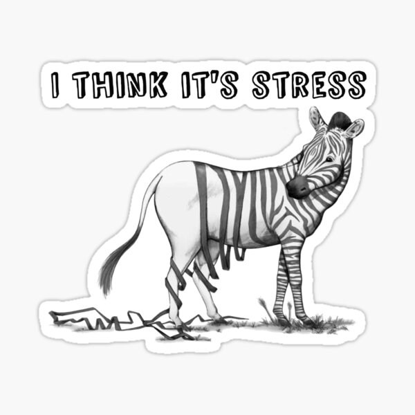 "Stressed zebra losing stripes" Sticker for Sale by MisoraA | Redbubble