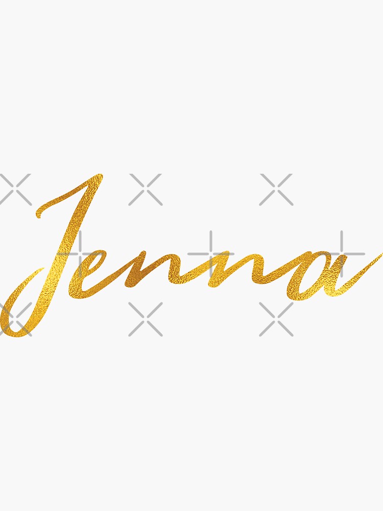"Jenna Name Hand Lettering in Faux Gold Letters" Sticker for Sale by ...