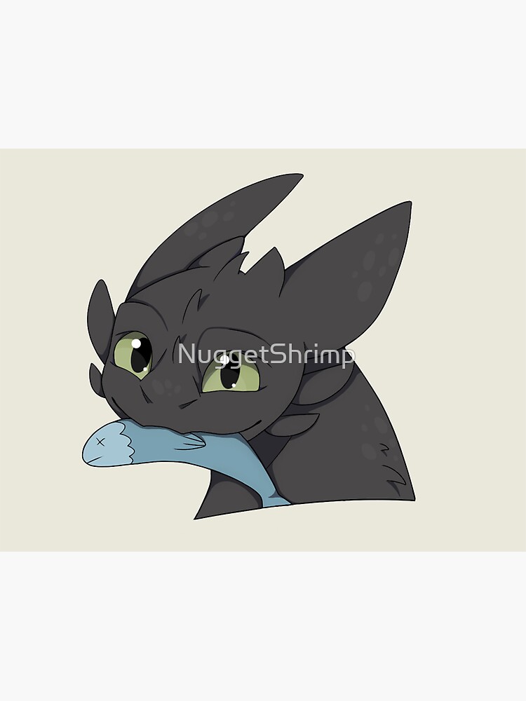"Toothless with a fish" Sticker for Sale by NuggetShrimp | Redbubble