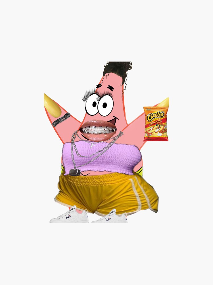 "Hot Cheeto Patrick star ?" Sticker for Sale by malapelacathyk | Redbubble