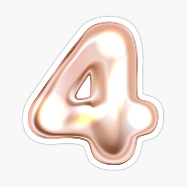 "Rose Gold Balloon Number Four" Sticker for Sale by NiftyTrinket ...