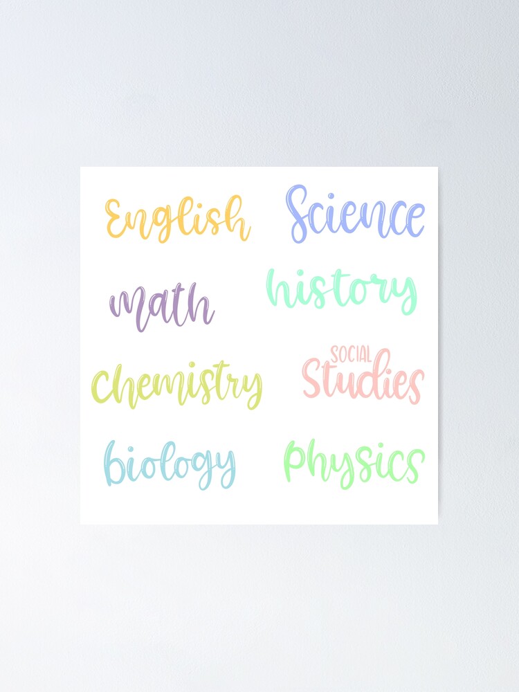 "School Subjects Sticker Pack" Poster for Sale by Slletterings | Redbubble