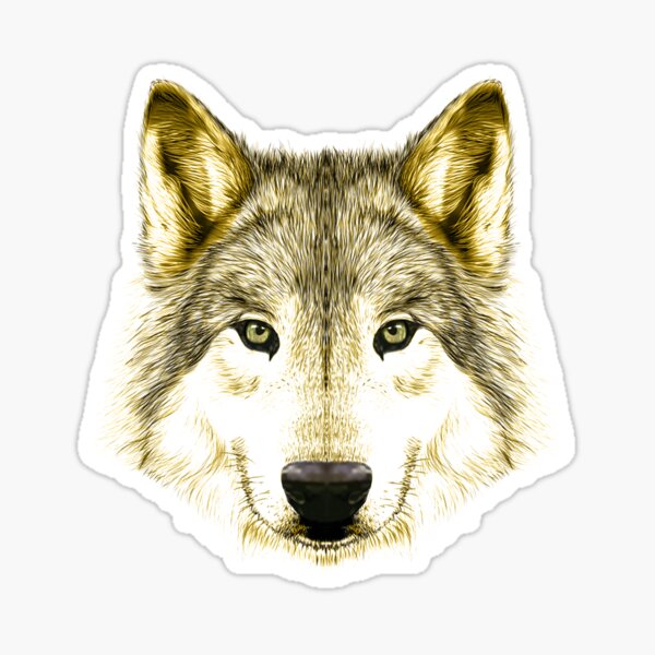 "Golden wolf head" Sticker for Sale by Golddream | Redbubble