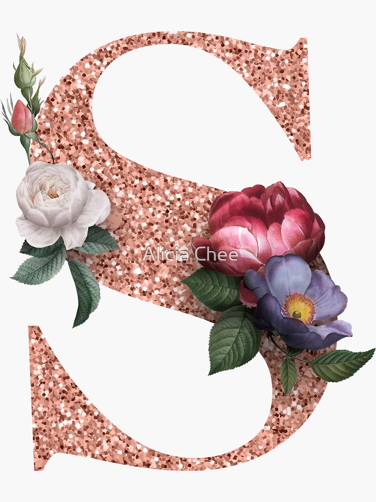 "Rose Gold Letter S" Sticker by NiftyTrinket | Redbubble