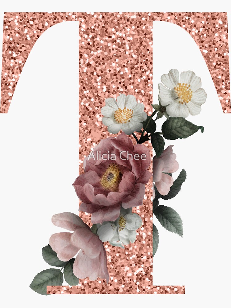 "Rose Gold Letter T" Sticker by NiftyTrinket | Redbubble