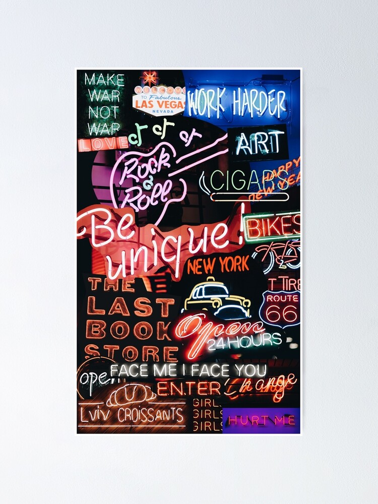 "Neon sign collage" Poster by AmeliaValley | Redbubble