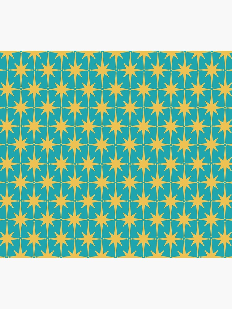 "Atomic Age 1950s Starburst Pattern in Mustard Yellow and Turquoise ...