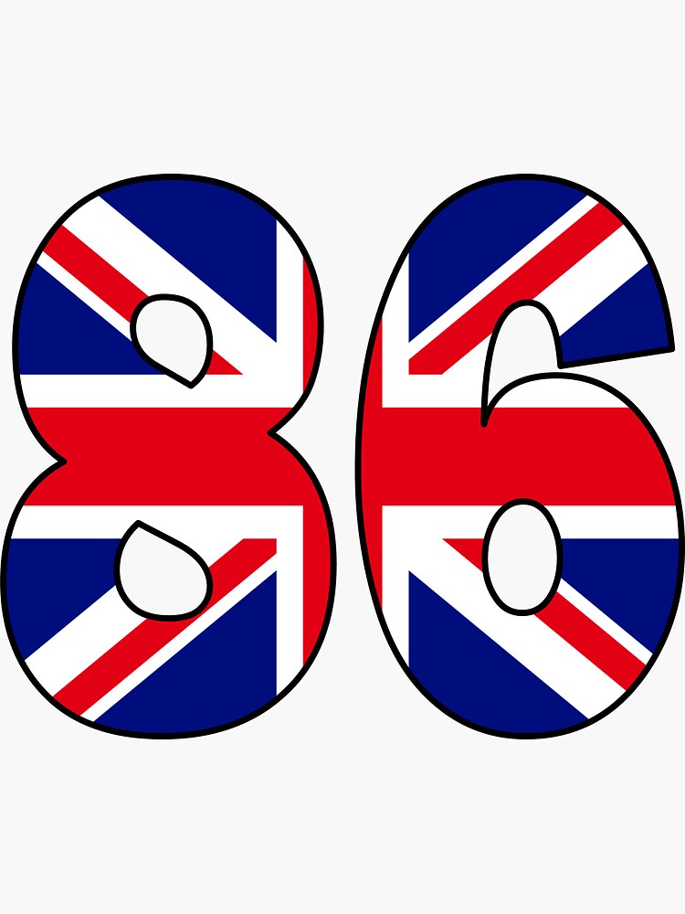 "Number 86 with UK flag on the background" Sticker for Sale by ...
