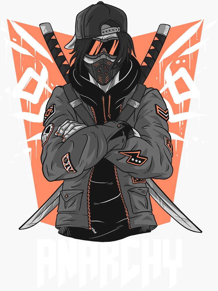 "Anarchy - Man with swords" Sticker for Sale by KuirkyStuff | Redbubble
