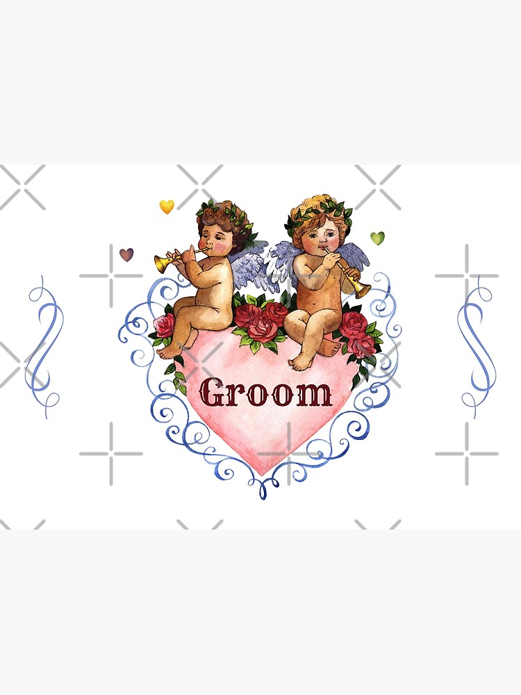 "Wedding party gift groom angels cherubs heart white" Poster for Sale ...