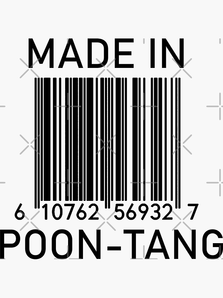 Pegatina «Divertido hecho en código de barras Poon-Tang, humor ...