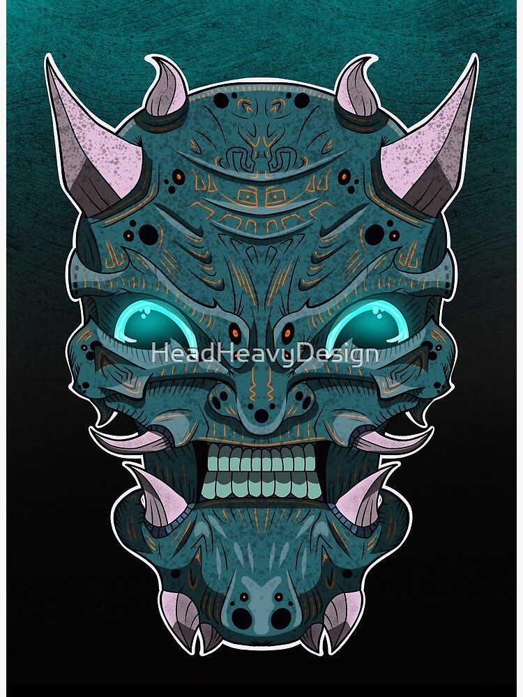 Póster «Máscara de Oni - Azul» de HeadHeavyDesign | Redbubble