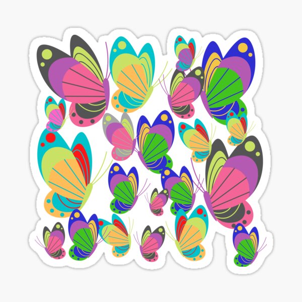 "Butterflies Flying in Color" Sticker for Sale by Craftdrawer | Redbubble