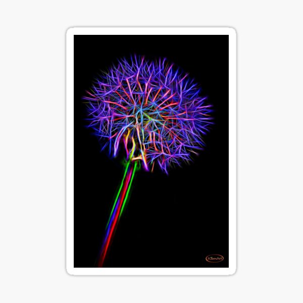 "Neon Dandelion Clock" Sticker by zglenallen | Redbubble