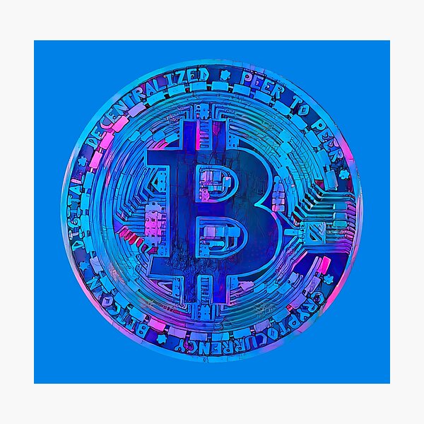 "Bitcoin BTC coin in cyberpunk (or cypherpunk) colors. " Photographic ...