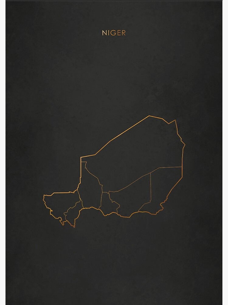 "Niger Gold Outline Map with State Boundaries" Poster by Travel2NZ ...