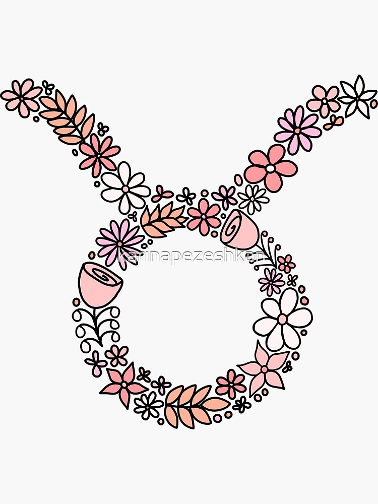 "Pink Taurus Zodiac Symbol" Sticker for Sale by karinapezeshkan | Redbubble