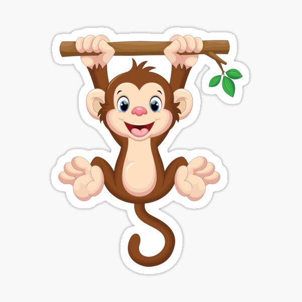 "Happy Monkey Cartoon" Sticker for Sale by PeterSS | Redbubble
