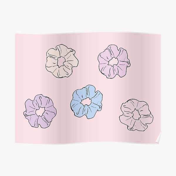 "Cute Pink, Pastel Scrunchies Sticker Pack" Poster for Sale by ...