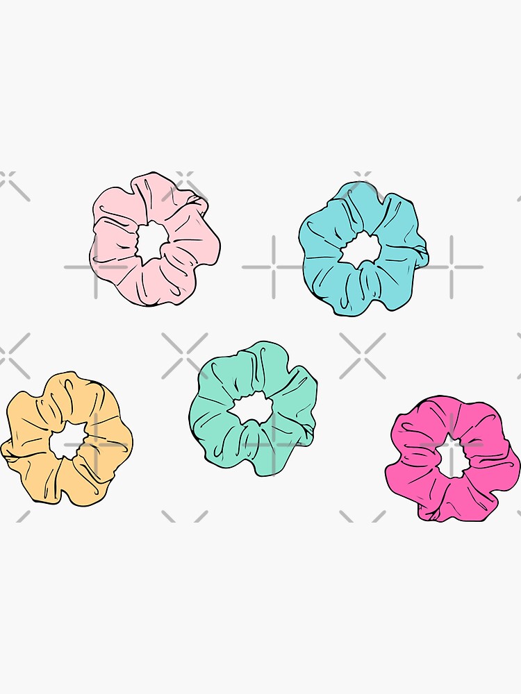 "Cute pink, yellow, green colors Scrunchies Sticker Pack" Sticker by ...