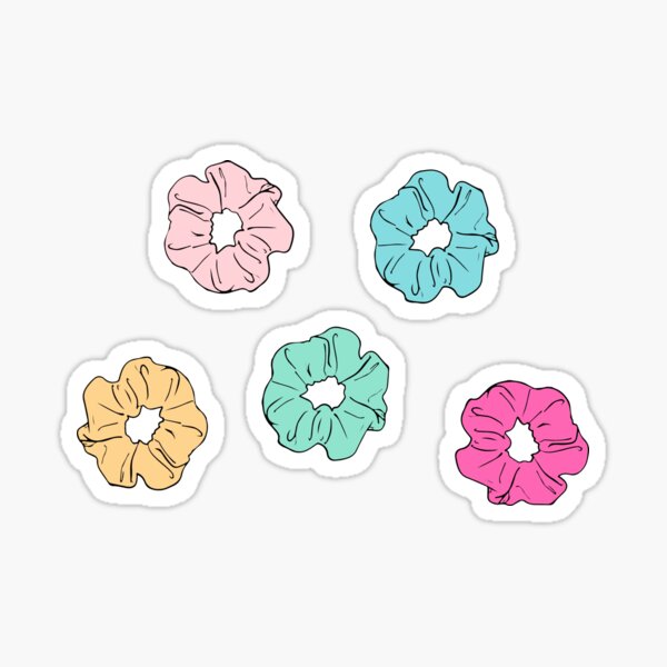 "Cute pink, yellow, green colors Scrunchies Sticker Pack" Sticker by ...