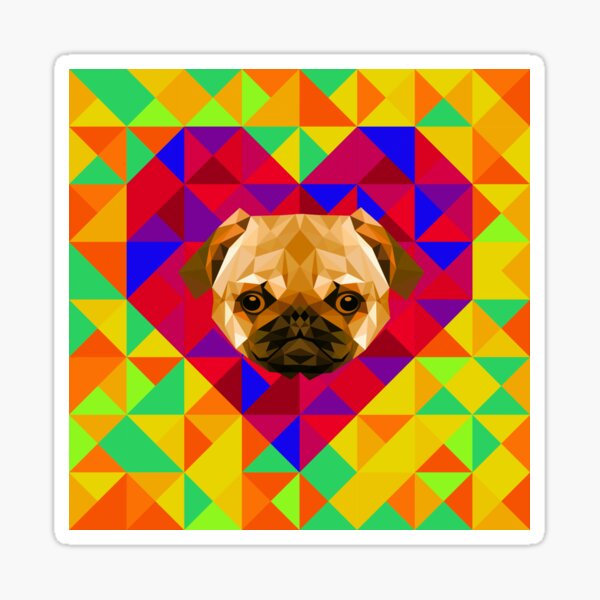 "Geometric Pug - 60's Crazzy Rainbow" Sticker for Sale by NoMatterLab ...
