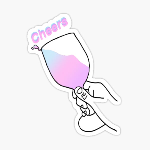 "Cheers Multi-Color Wineglass Sticker" Sticker for Sale by kitg07 ...