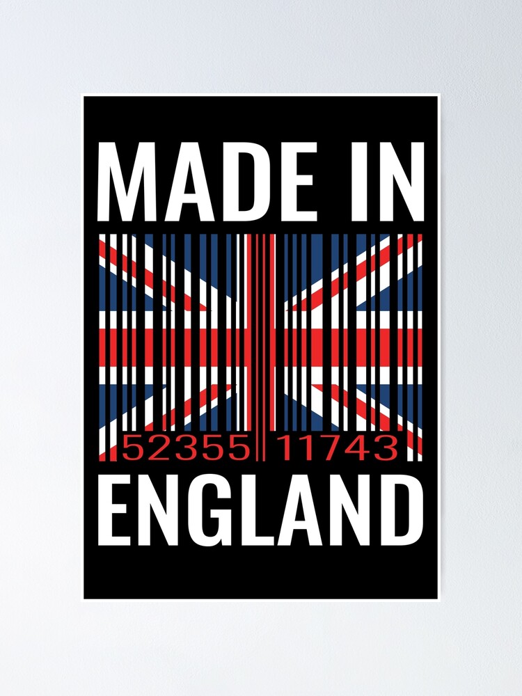 Póster «Hecho en bandera de código de barras de Inglaterra» de ...