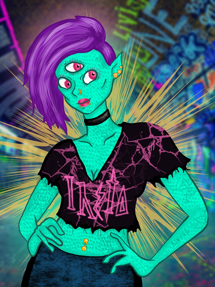 "Wicked. Alien. Punk. " Sticker by JackieLopeArt | Redbubble