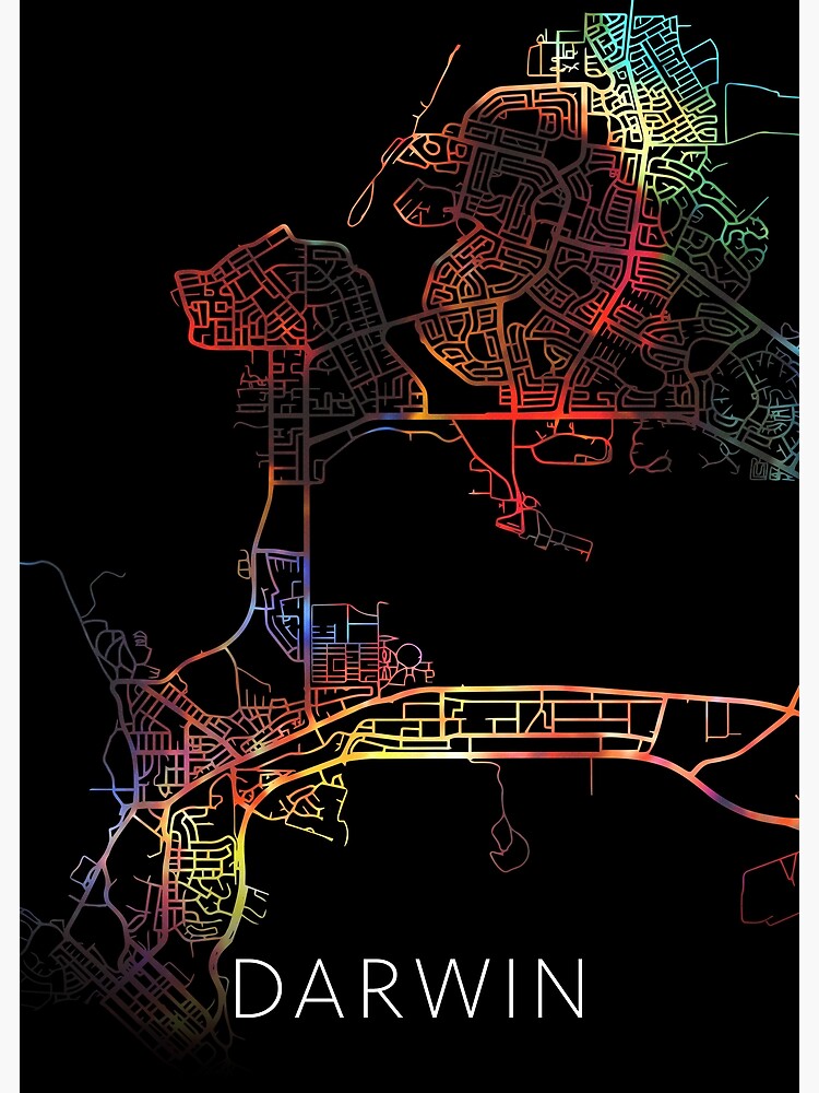 "Darwin City Street Map Dark Mode" Poster by map-lover | Redbubble