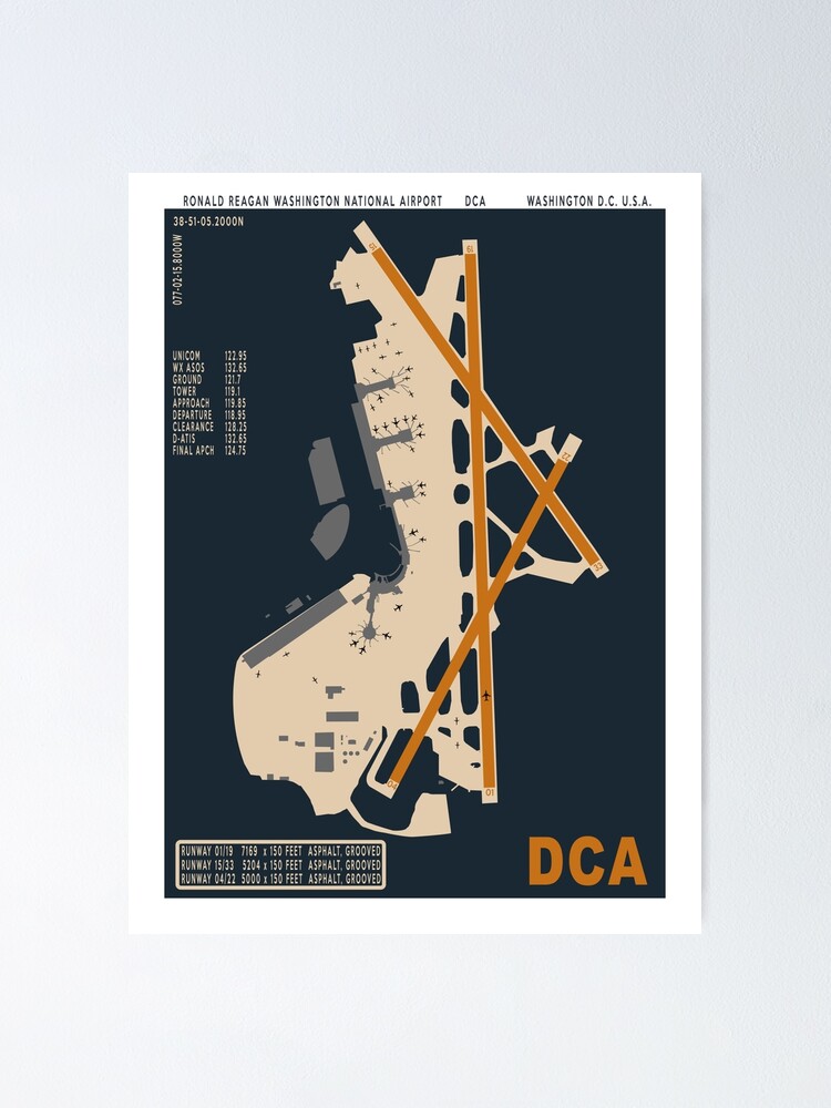 "DCA Reagan Washington National Airport Art" Poster by RealPilotDesign ...