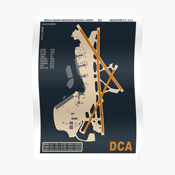 "DCA Reagan Washington National Airport Art" Poster by RealPilotDesign ...