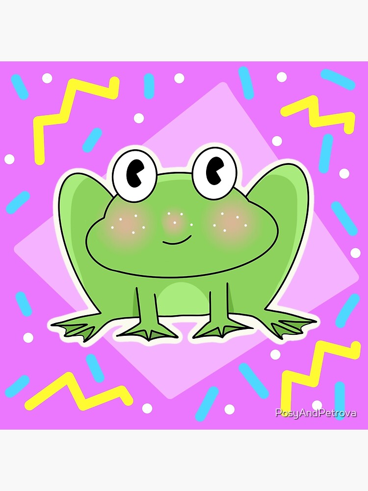 "A Cute Blushing Frog on a 90s Inspired Background" Poster by ...