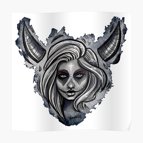 "DARK EVIL DEMON GIRL (Purple Hue)" Poster for Sale by GraphiCatz ...