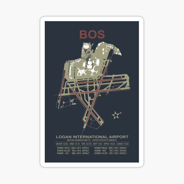 "BOS Boston Logan International Airport Art" Sticker for Sale by ...