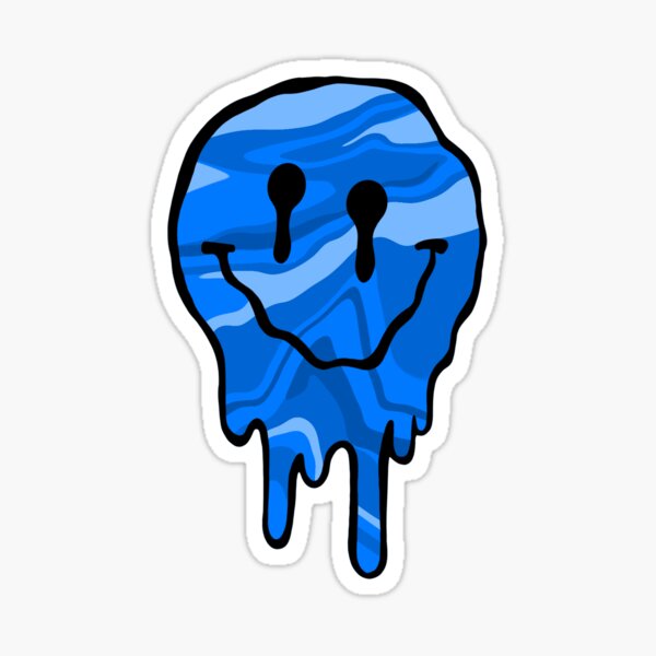 "Blue Tie-Dye Drippy Smiley" Sticker for Sale by lizzye2 | Redbubble