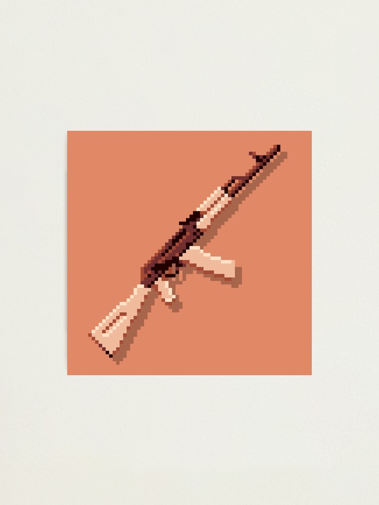 "AK-74 5.45x39 Pixel Art on Rust Palette" Photographic Print for Sale ...