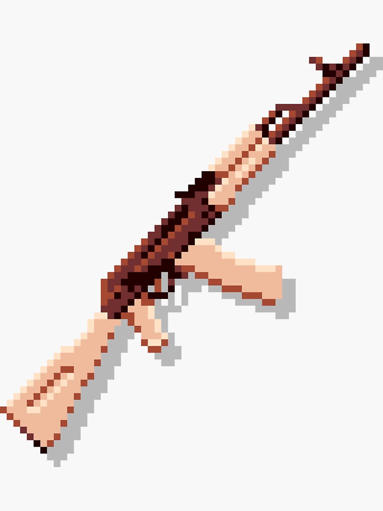 Pegatina «AK-74 5.45x39 Pixel Art en paleta Rust» de pixelbrian | Redbubble