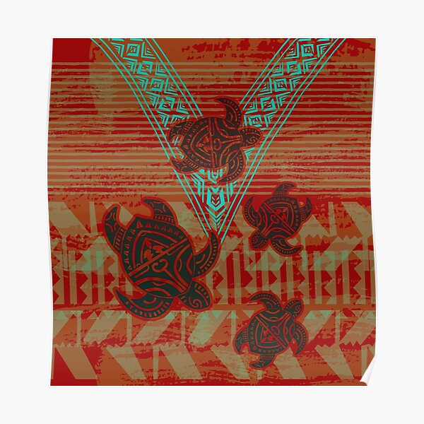 "Fijian Tribal Turtle Abstract" Poster for Sale by sunnthreads | Redbubble