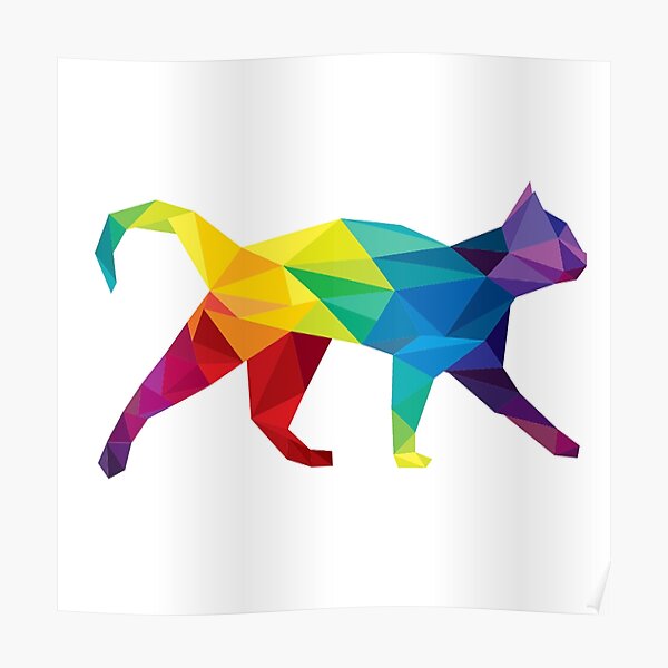 "Colorful Low Poly Cat" Poster by Cat2D | Redbubble