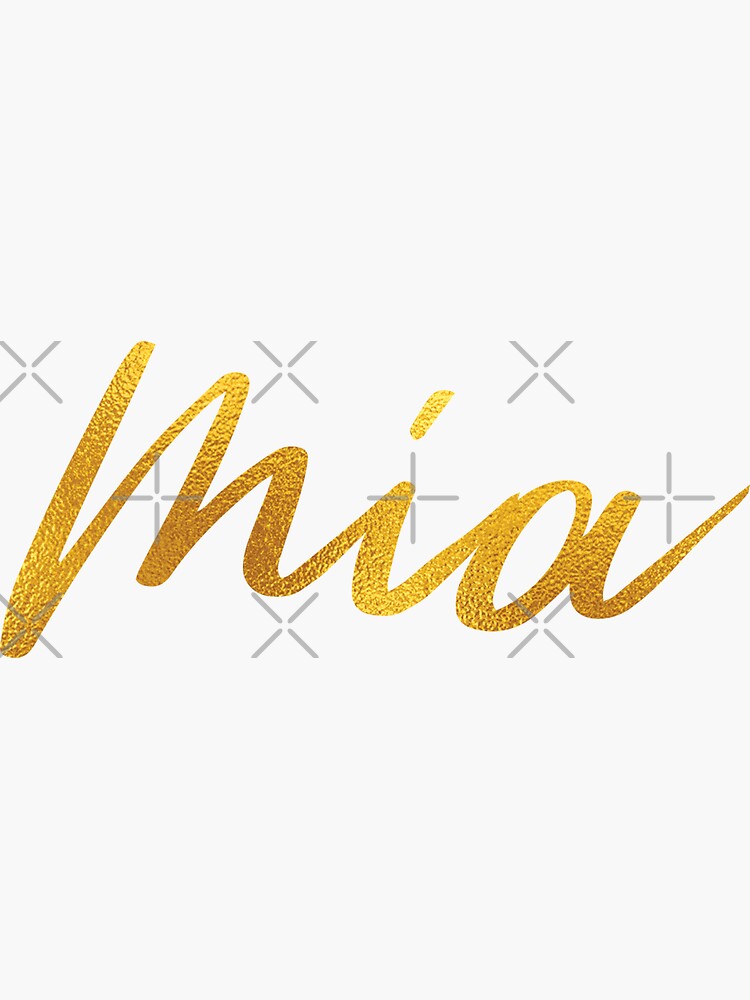 "Mia Name Hand Lettering in Faux Gold Letters" Sticker for Sale by ...