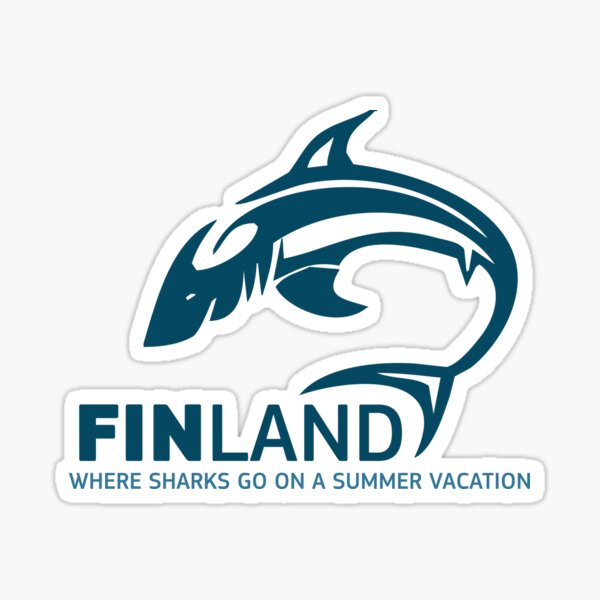 "FINLAND Where Sharks go on a summer vacation funny pun" Sticker by ...