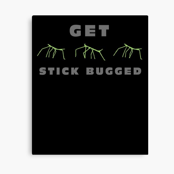 "Get Stick Bugged LOL Meme Stickbugged Black background" Canvas Print ...